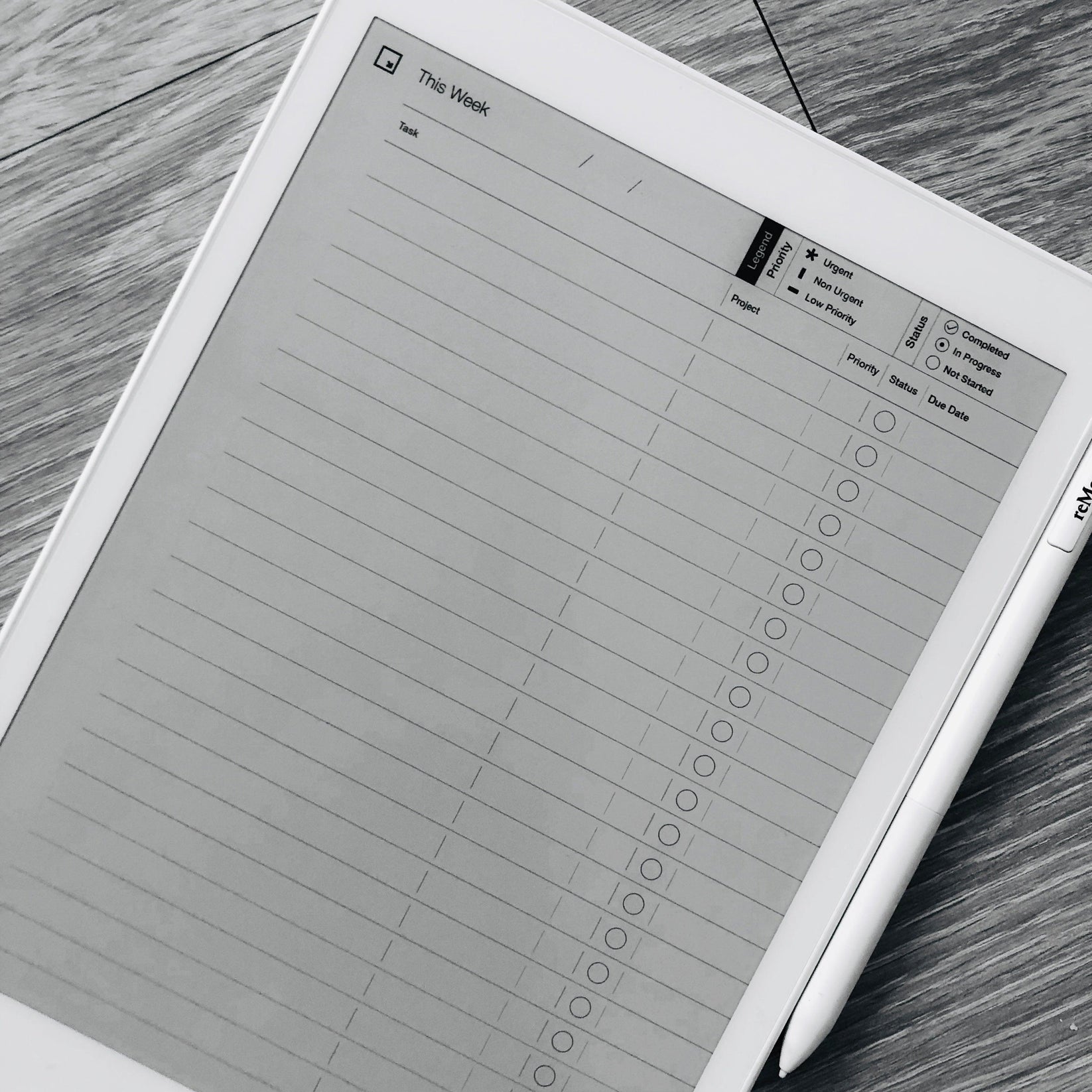 reMarkable tablet - Daily Task Status Log Template – eInkPads