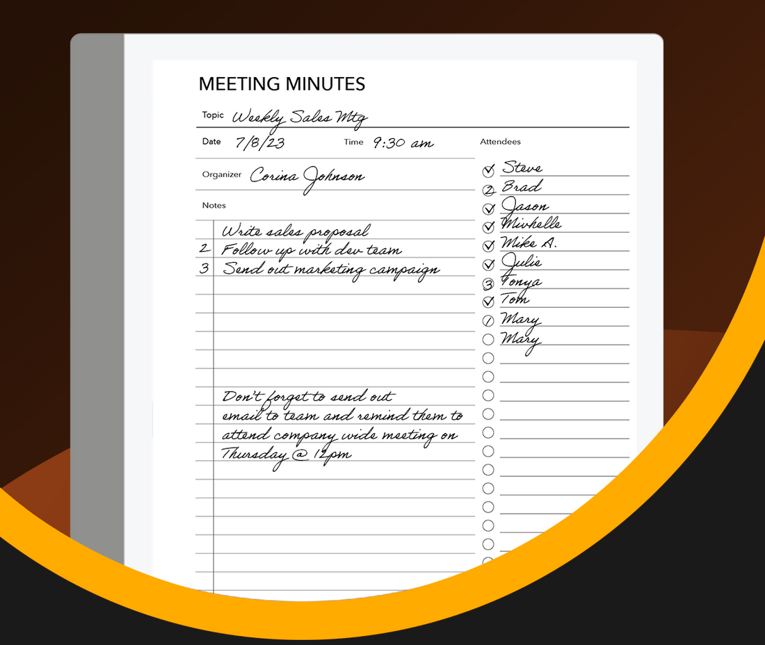 Meeting Minutes - Tasks & Attendees – eInkPads