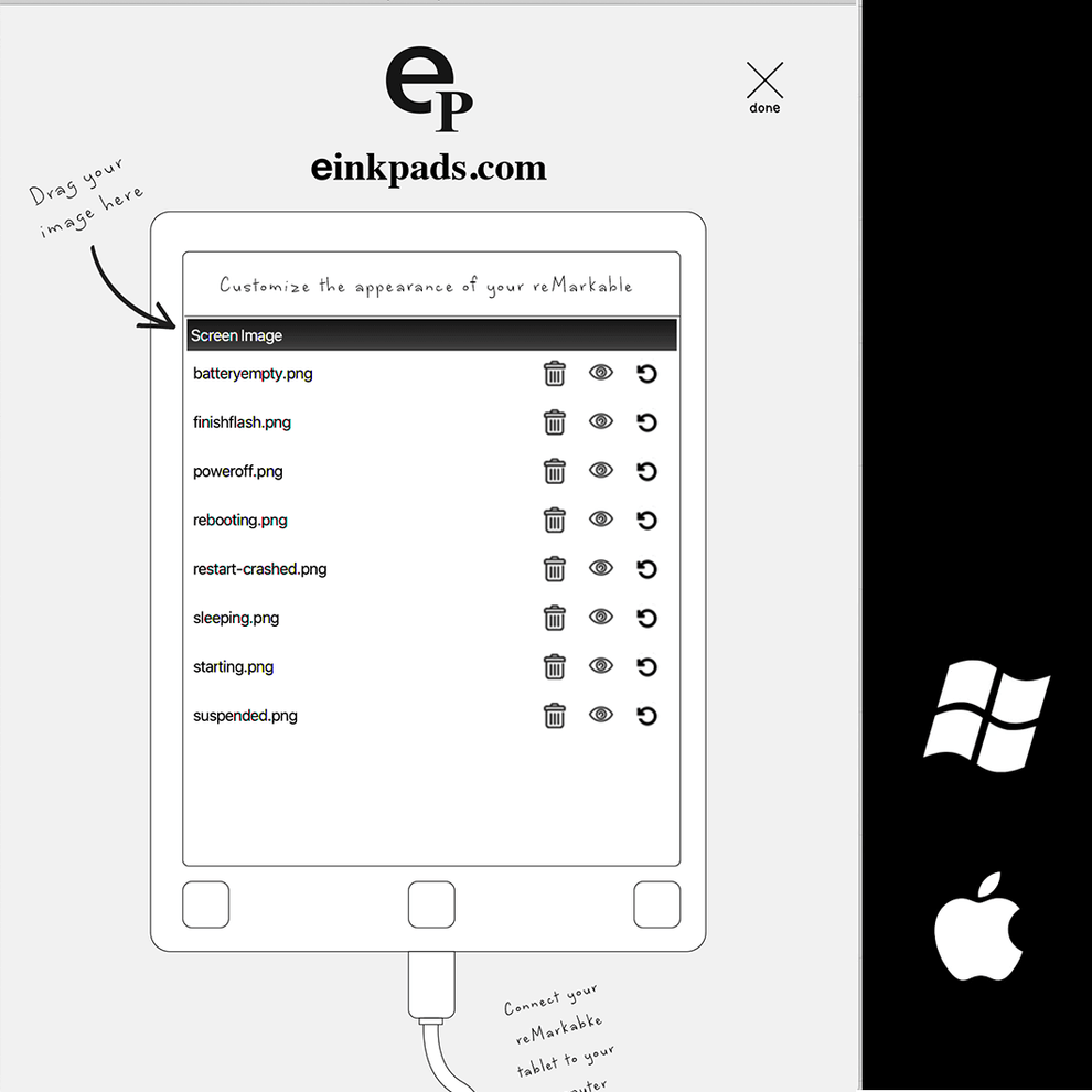 reMarkable tablet - Screen Personalizer App – eInkPads