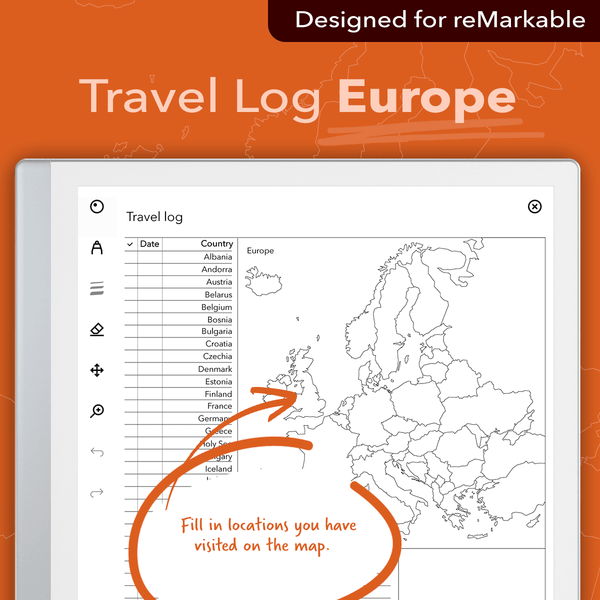 reMarkable tablet - Europe Travel Log Template – eInkPads